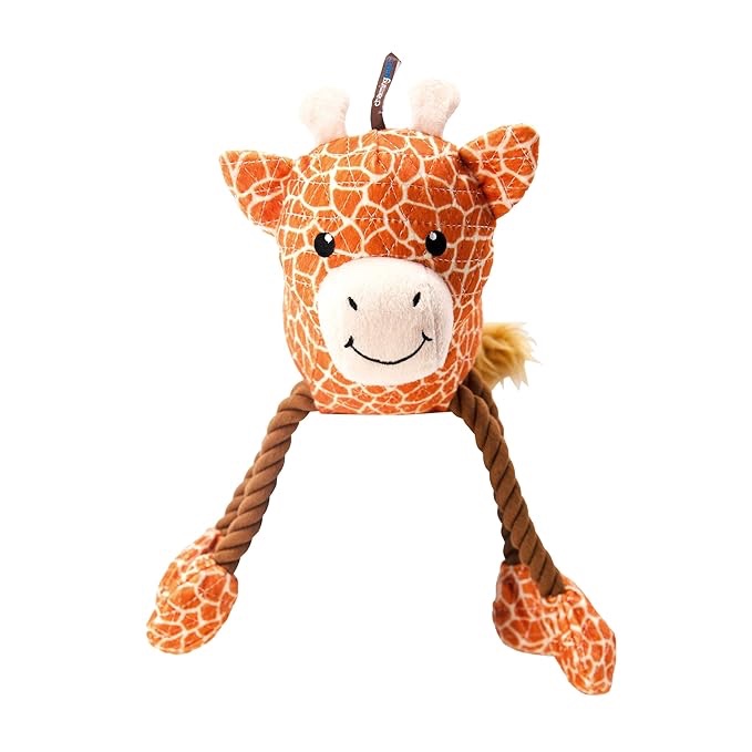 Charming Pet Dangle Dudes Giraffe Plush Squeaky Dog Toy, Medium