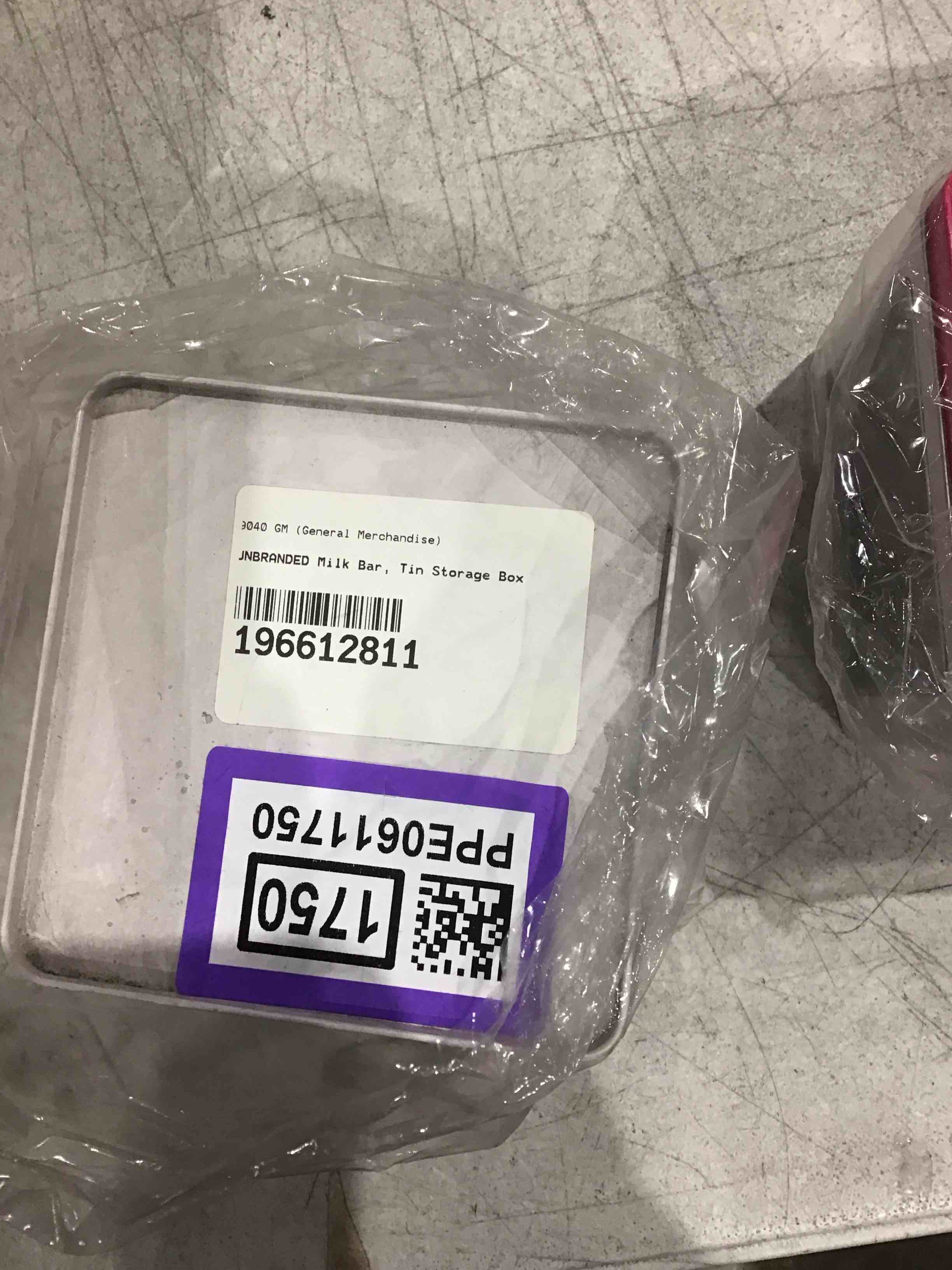 unbranded milk bar, tin storage box