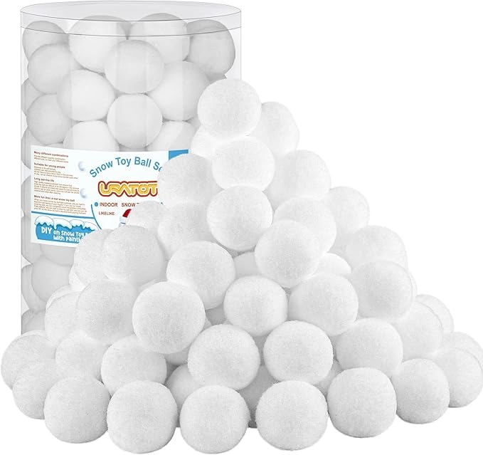 URATOT 120 Pack Snow Toy Balls for Kids Indoor, Plush Snow Fake Balls ...