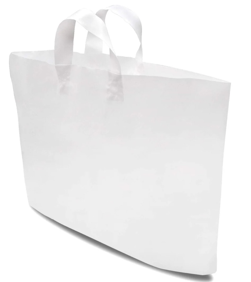 Plastic Bags with Handles - 50 Pack White Shopping Bags for Boutique ...