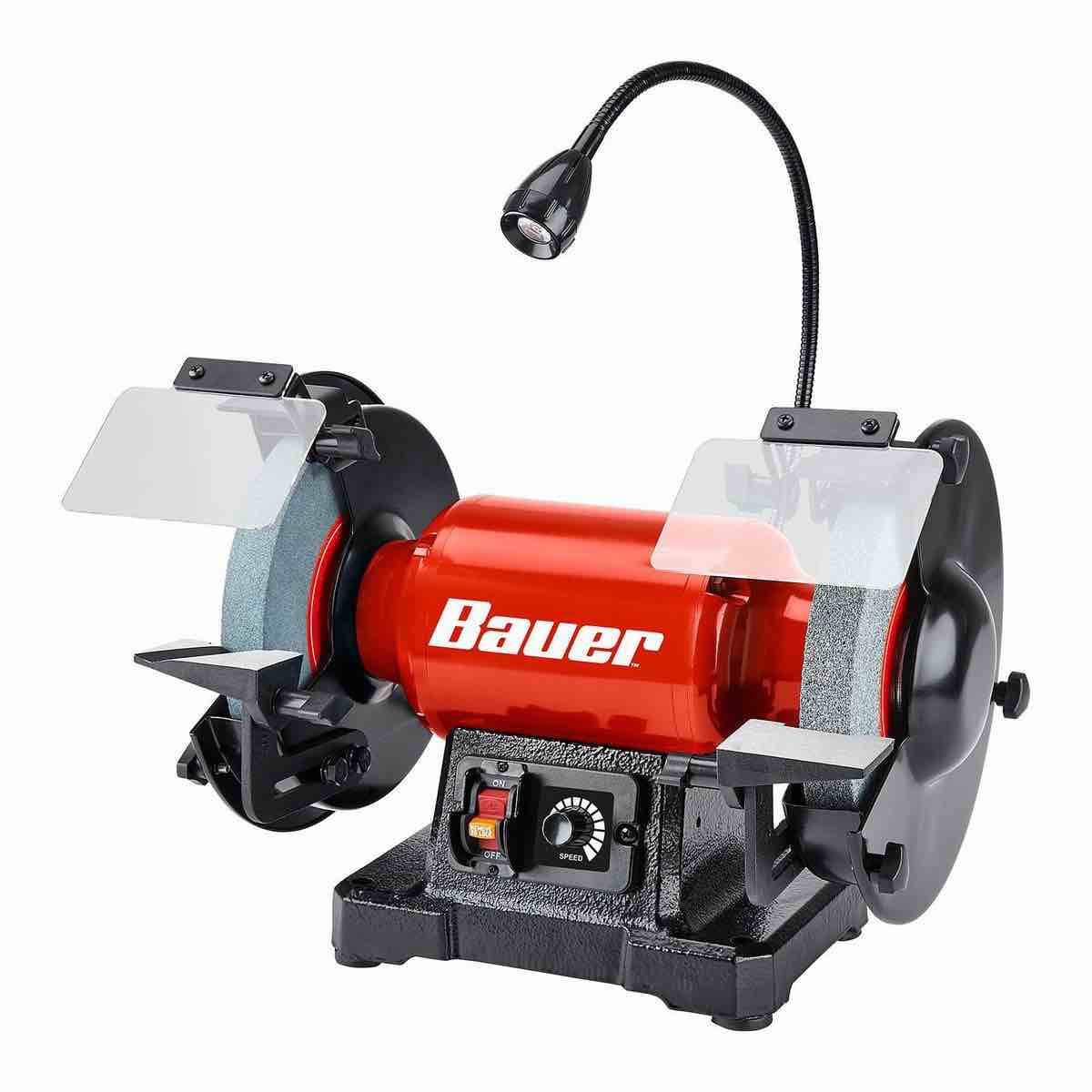 BAUER 8 in. Variable-Speed Bench Grinder with LED Work Light