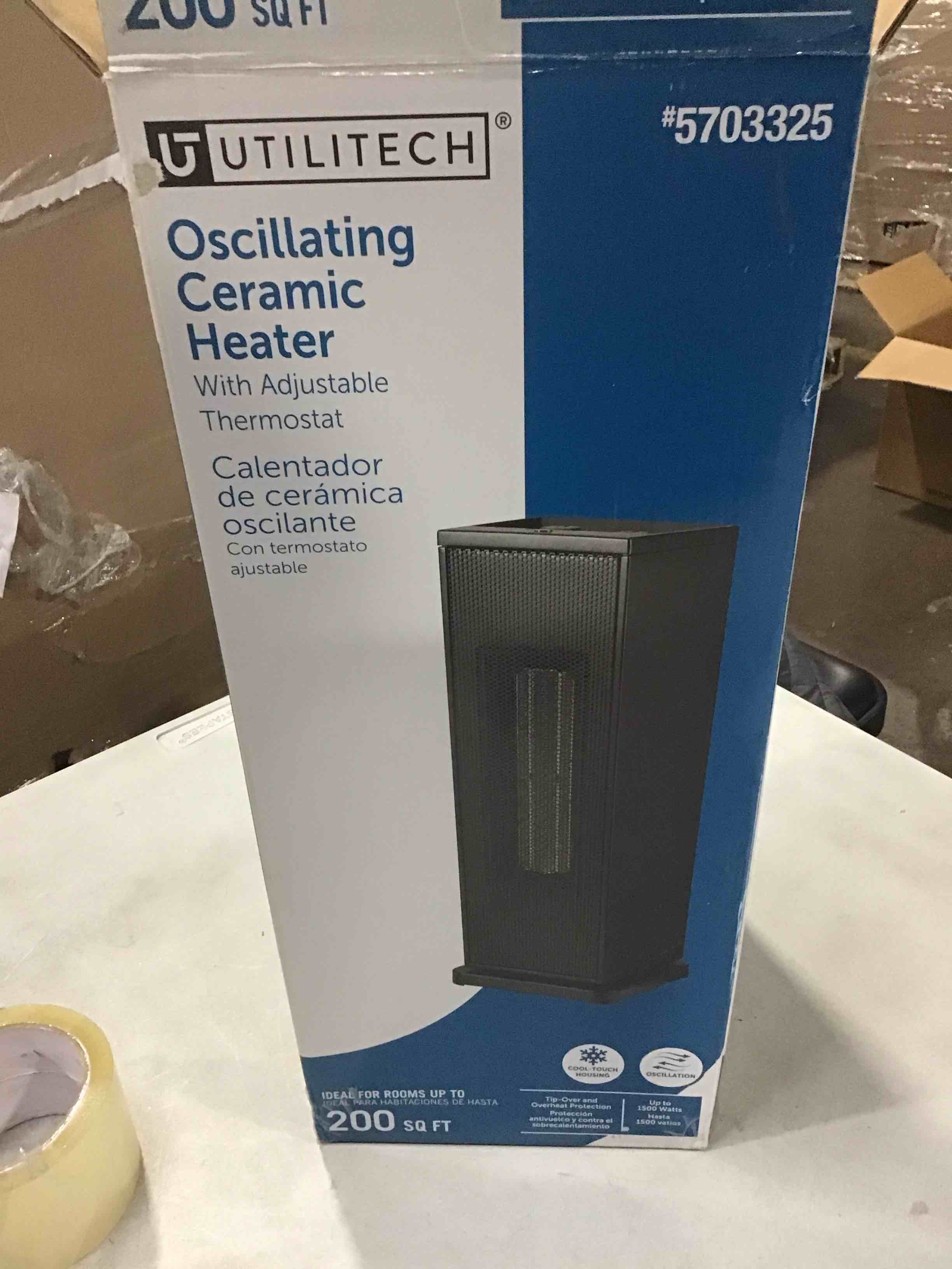 Utilitech oscillating ceramic heater with adjustable thermostat