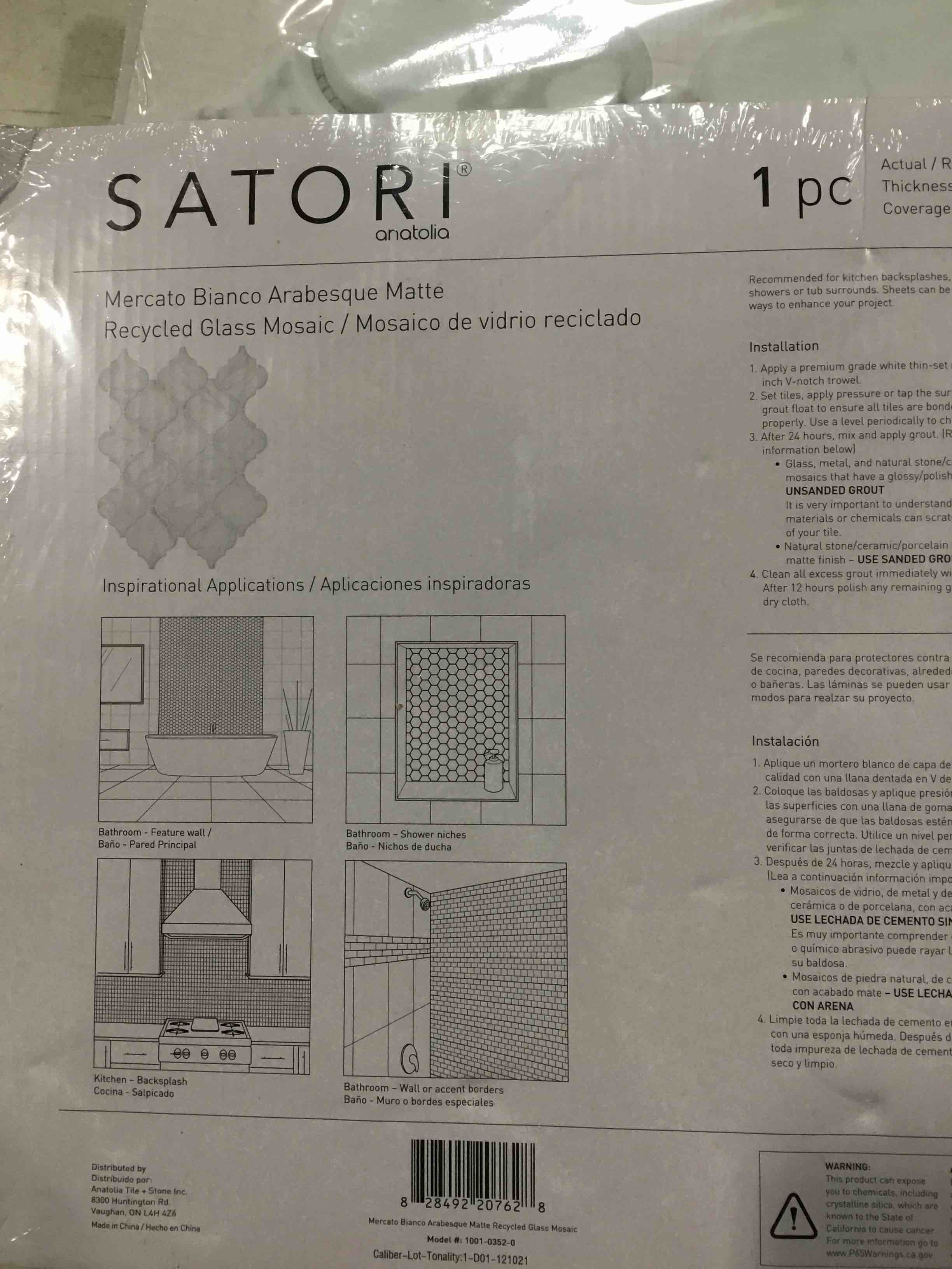 Satori Anatolia - Mercato Bianco Arabesque Matte Glass Mosaic tiles (10 ...