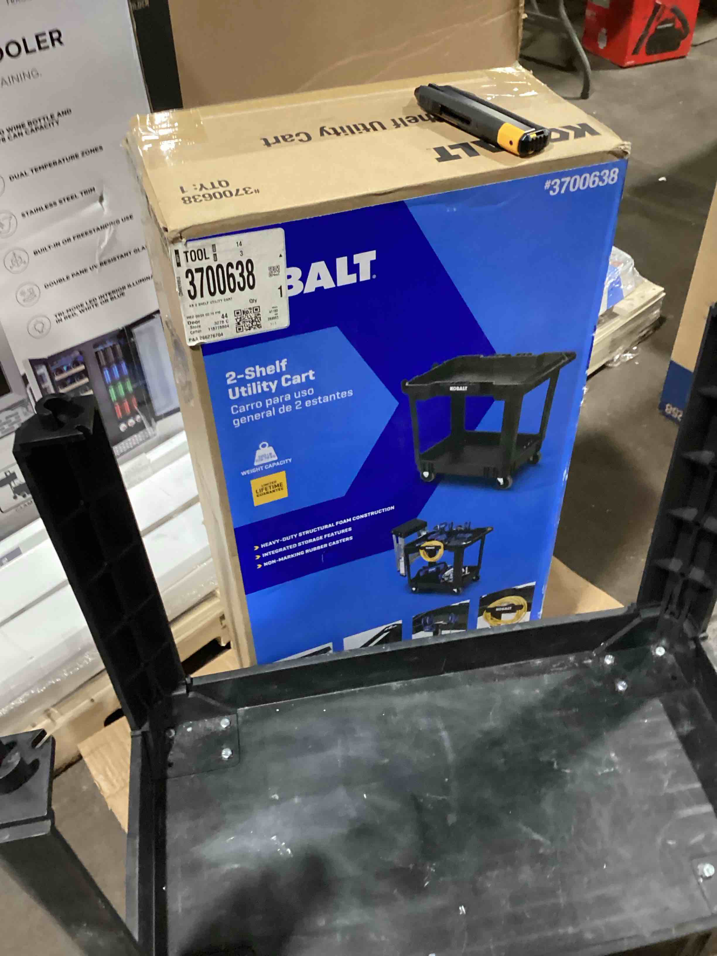 Kobalt 2 Shelf Utility Cartw Kobalt's rolling utility cart measures 32. ...