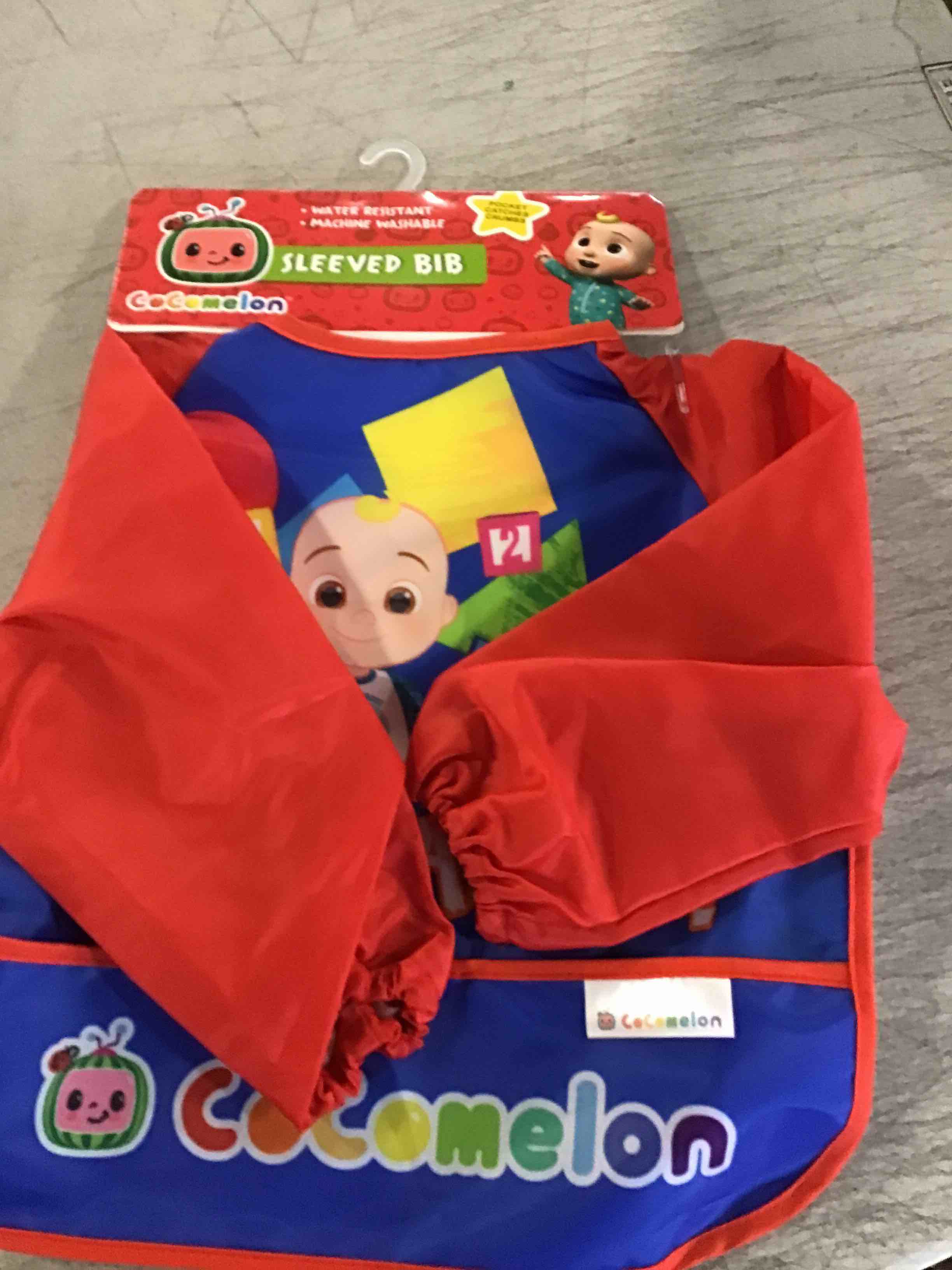 Cocomelon Sleeved Bib By Dream Gro, Pocket Catcher, Waterproof