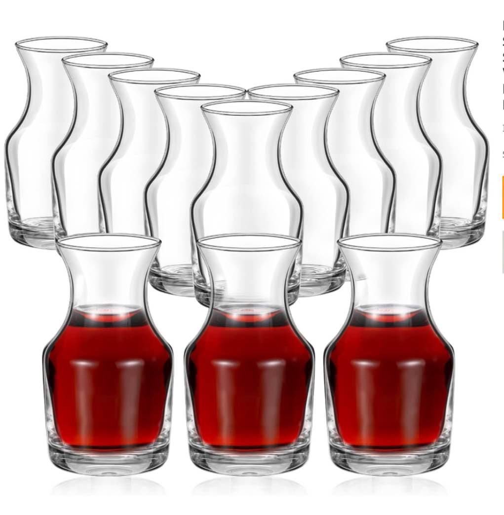 12 Pack Single Serving Wine Carafe Glass Small Mini Carafe Individual ...