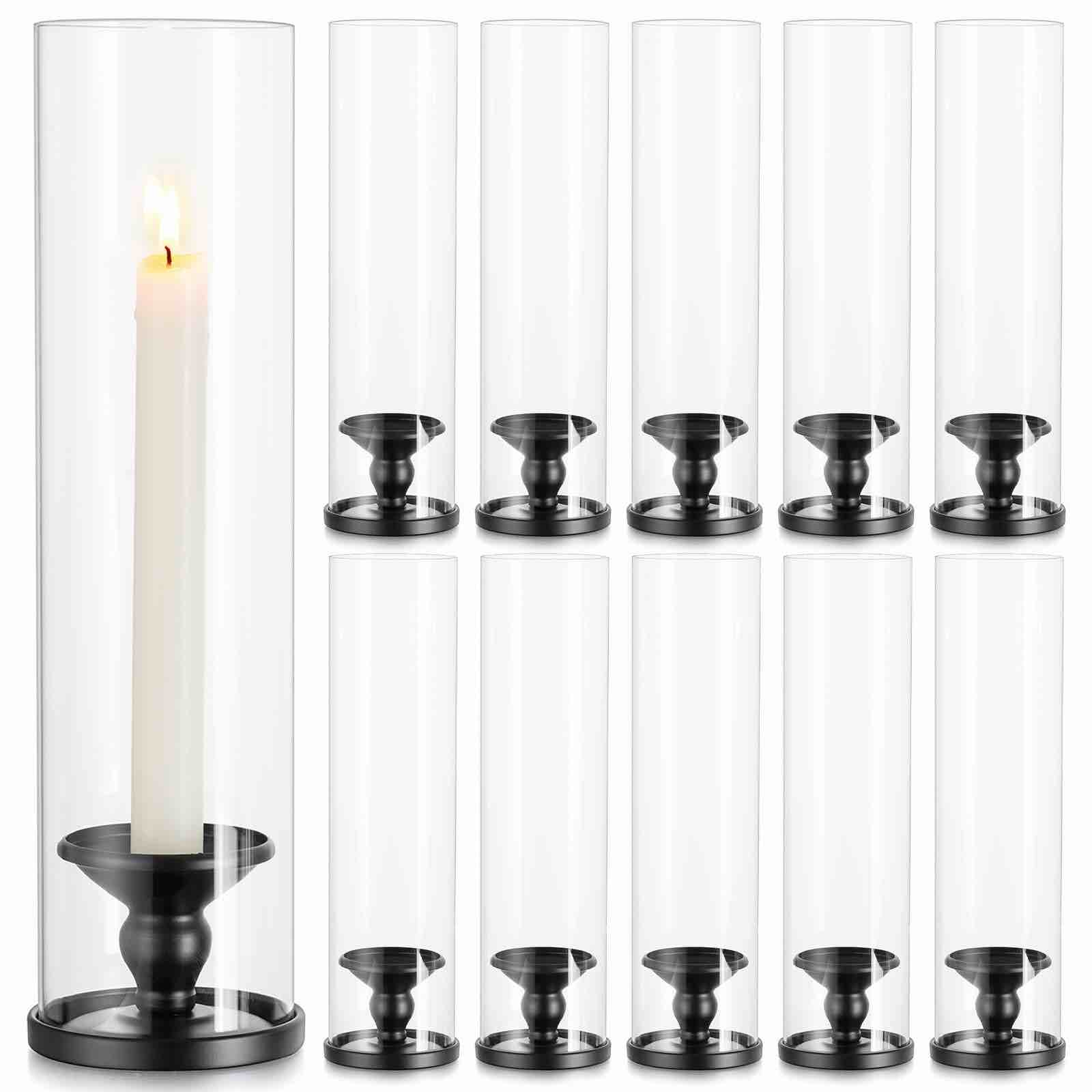 Hurricane Taper Candle Sticks Black 6 pcs