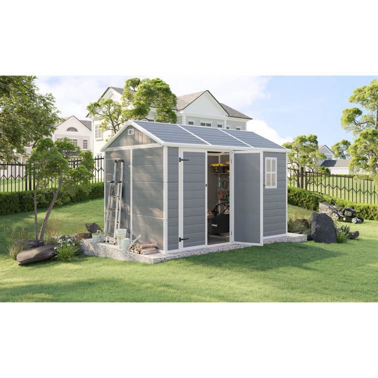 AMERLIFE 10.5x7.6x7.5 FT Resin Storage Shed with Floor, Tool Shed ...