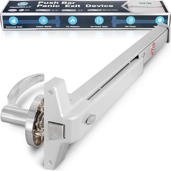IRONWALLS Push Bar Panic Exit Device with Alarm & Exterior Lever, 70cm ...