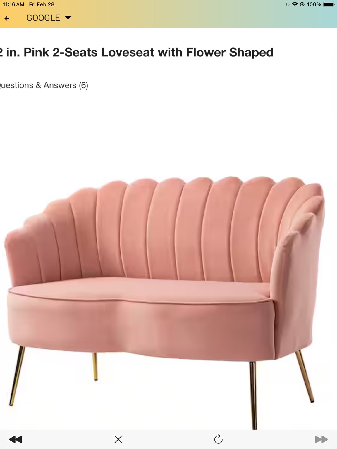 Yeran Velvet 50.2 in. Pink 2-Seats Loveseat with Flower Shaped Back Design