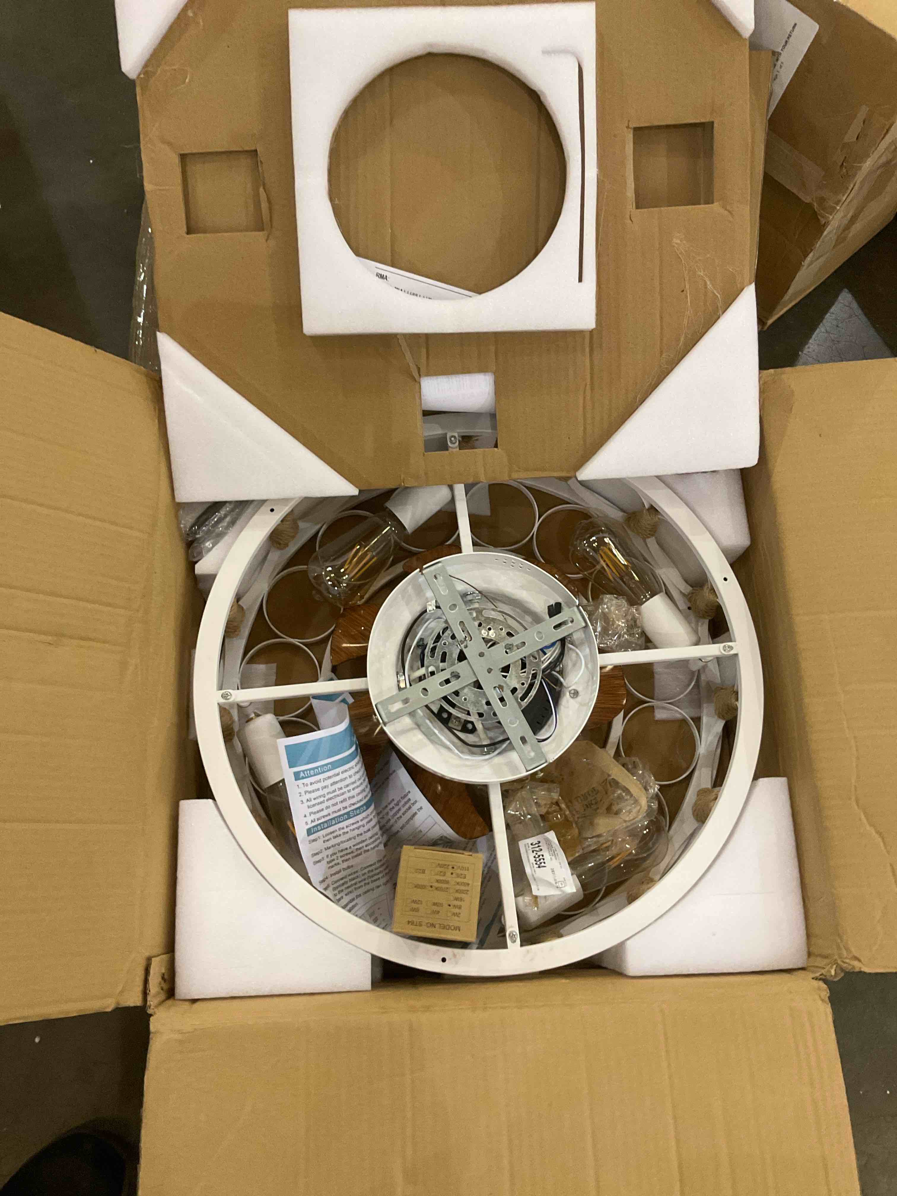 19.68" Tillmon Ceiling Fan with Light Kit and Remote Control, 4 E26 ...