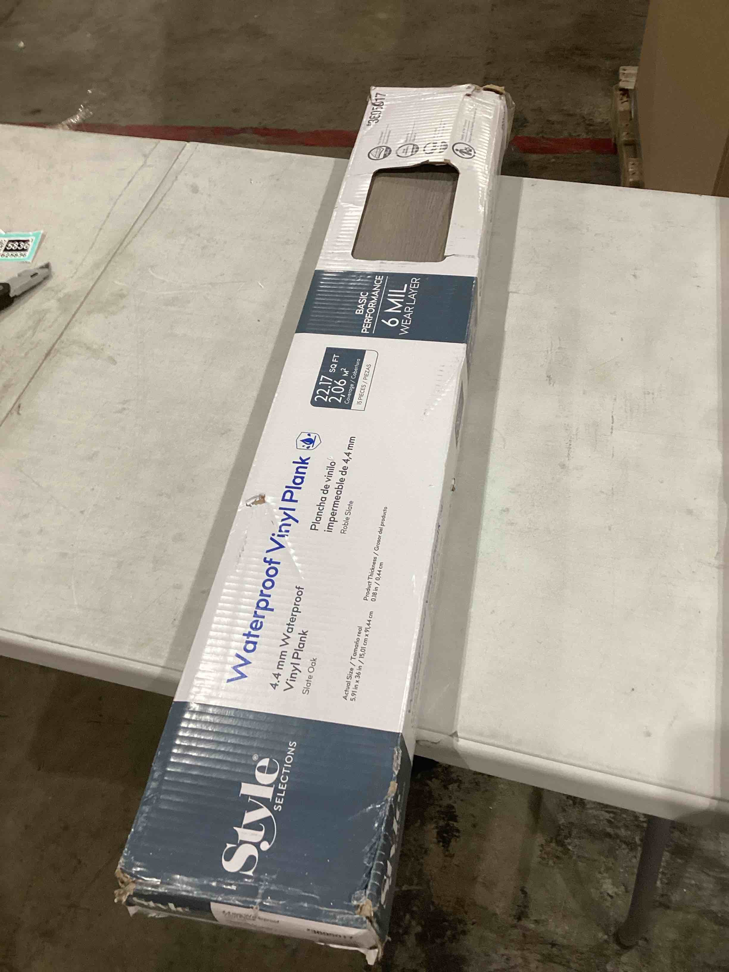 Style Selections Waterproof Vinyl Plank flooring in Slate Oak color ...