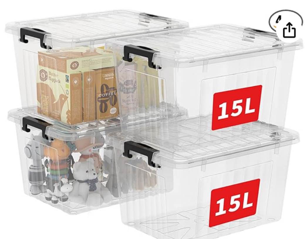 18Qt*4 Plastic Storage Bins, Storage Box, 4 Pack, Organizing Container ...