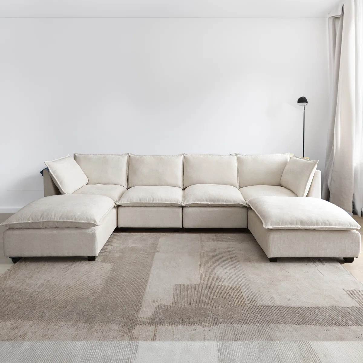 incomplete only 1 box) Upholstered Modular Sectional Sofa Reversible ...