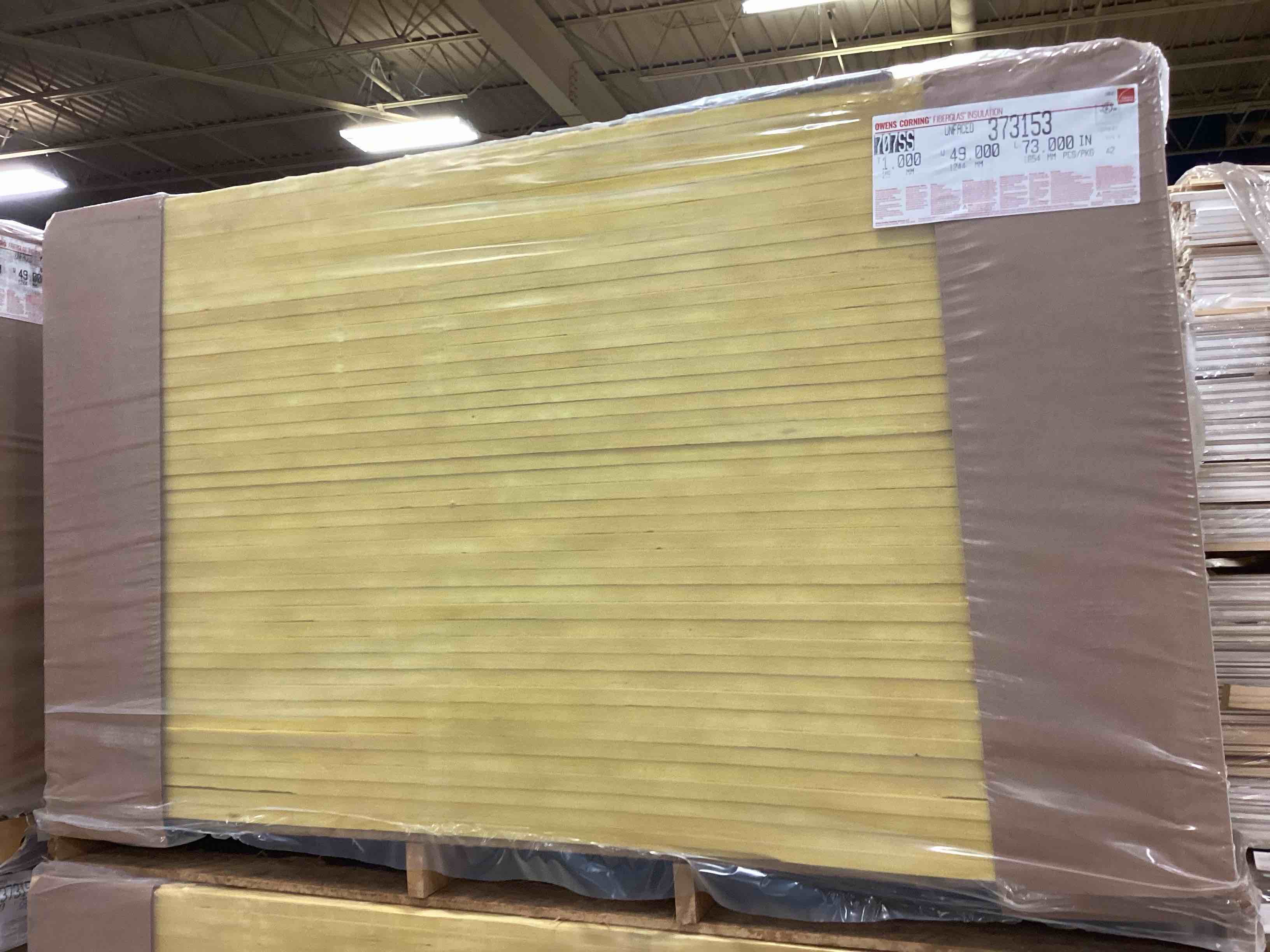 10 sheets 49” x 73” 1 inch thick unfaced insulation panels bid per sheet