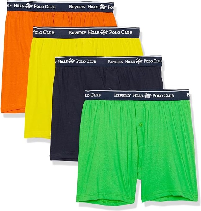 Beverly Hills Polo Club Men's Underwear Top 4 Pack Knit Boxer Multi ...
