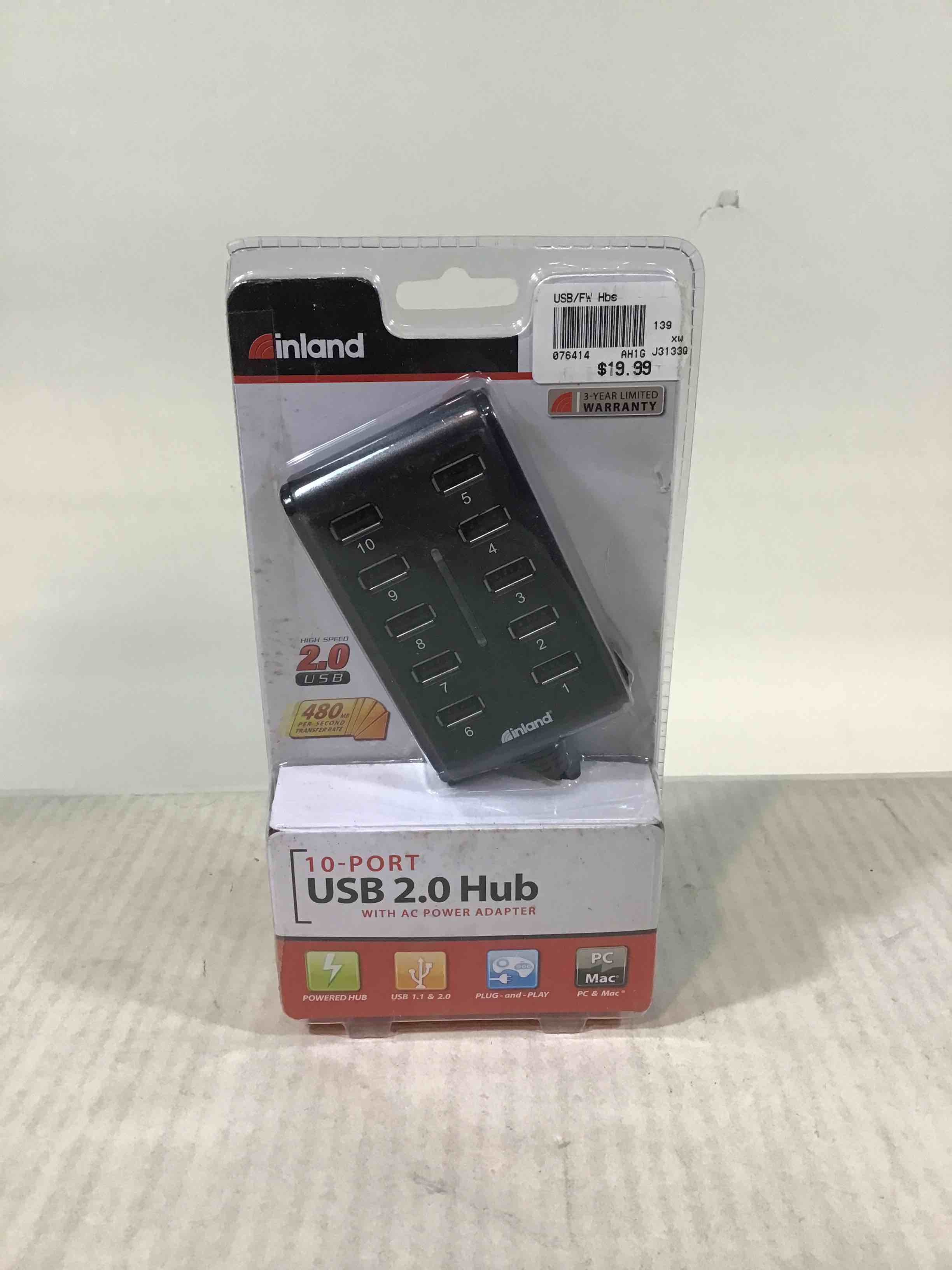 Inland 10-Port USB 2.0 Hub
