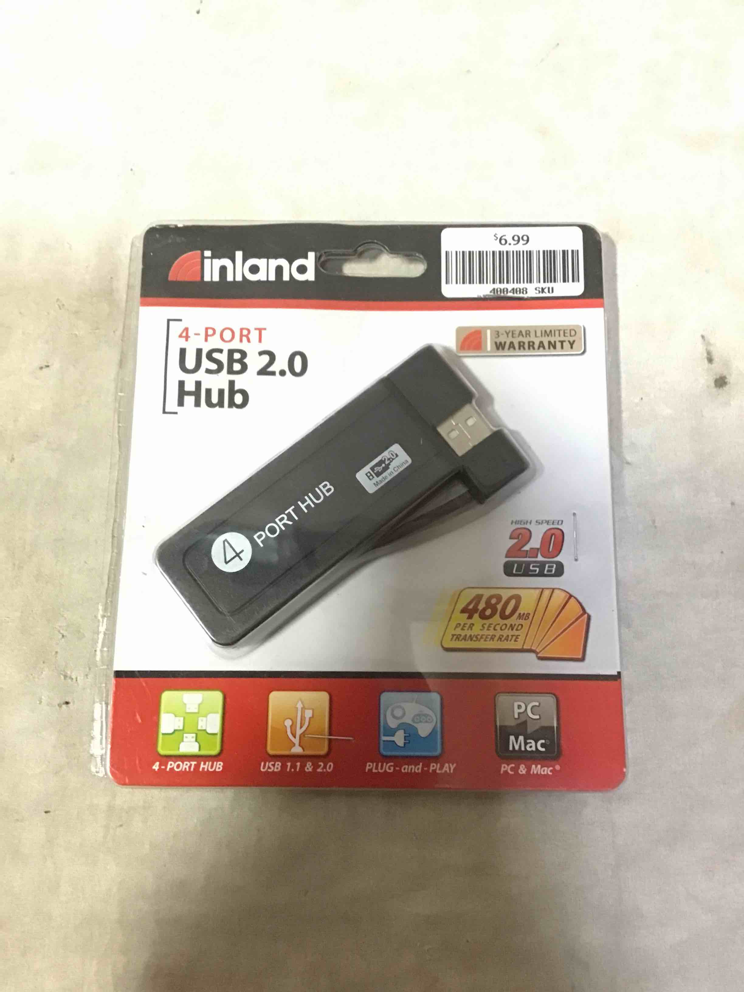 Inland 4-Port USB 2.0 Hub