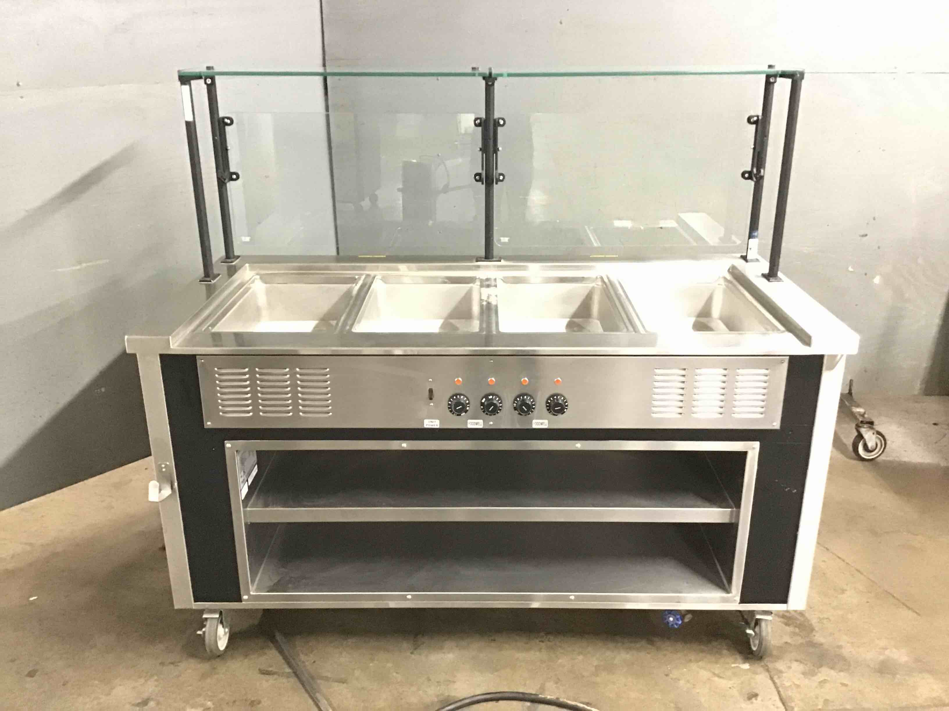 Delfield 4-Well Stainless Steel Electric Steam Table With Sneeze Guard ...