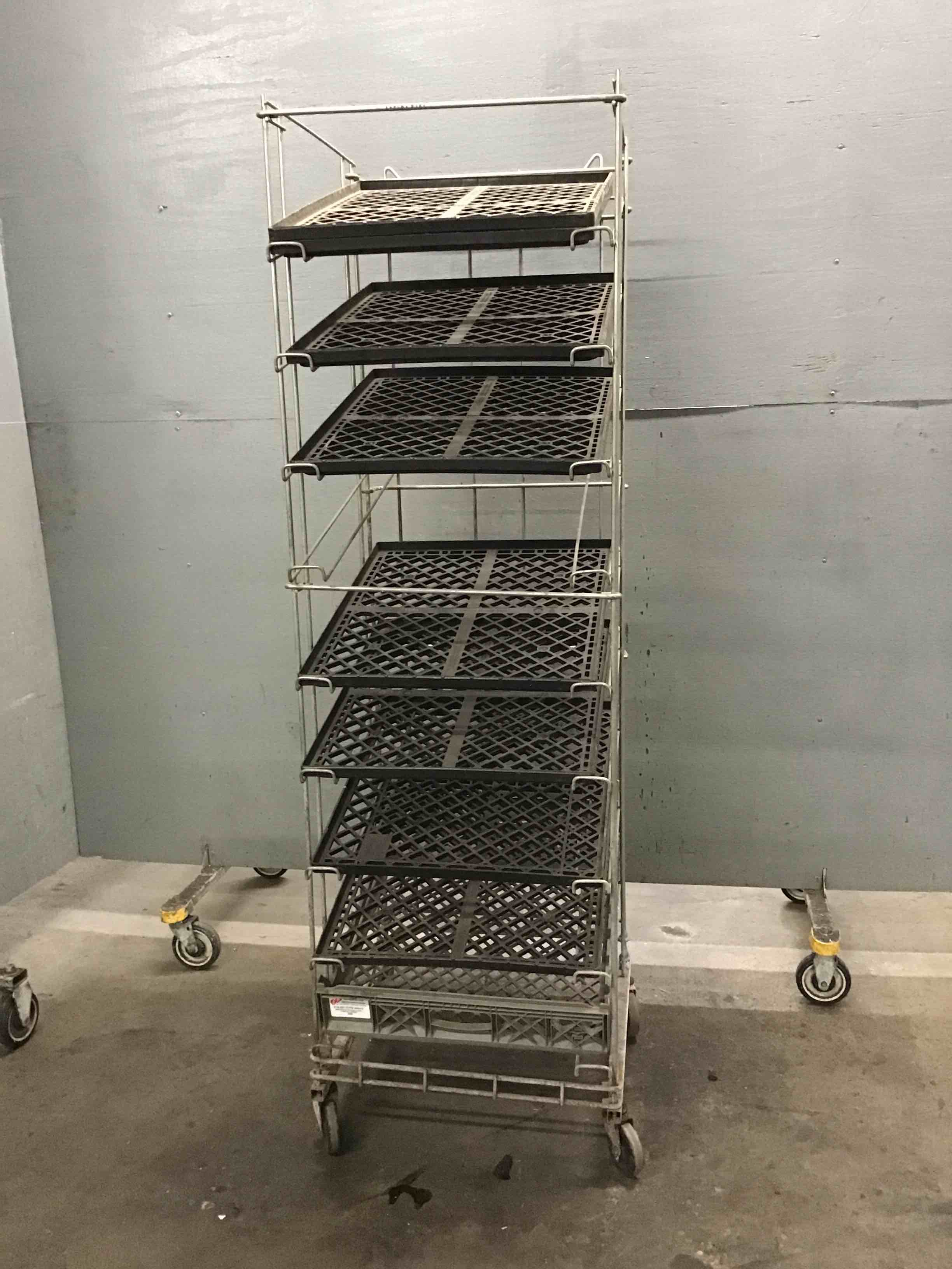 Metal 9 Shelf Bread Storage Rack On Casters
