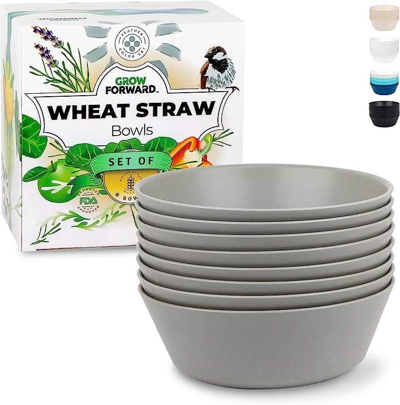 Grow Forward Premium Wheat Straw Bowls - Unbreakable Cereal Bowls Set 6 ...