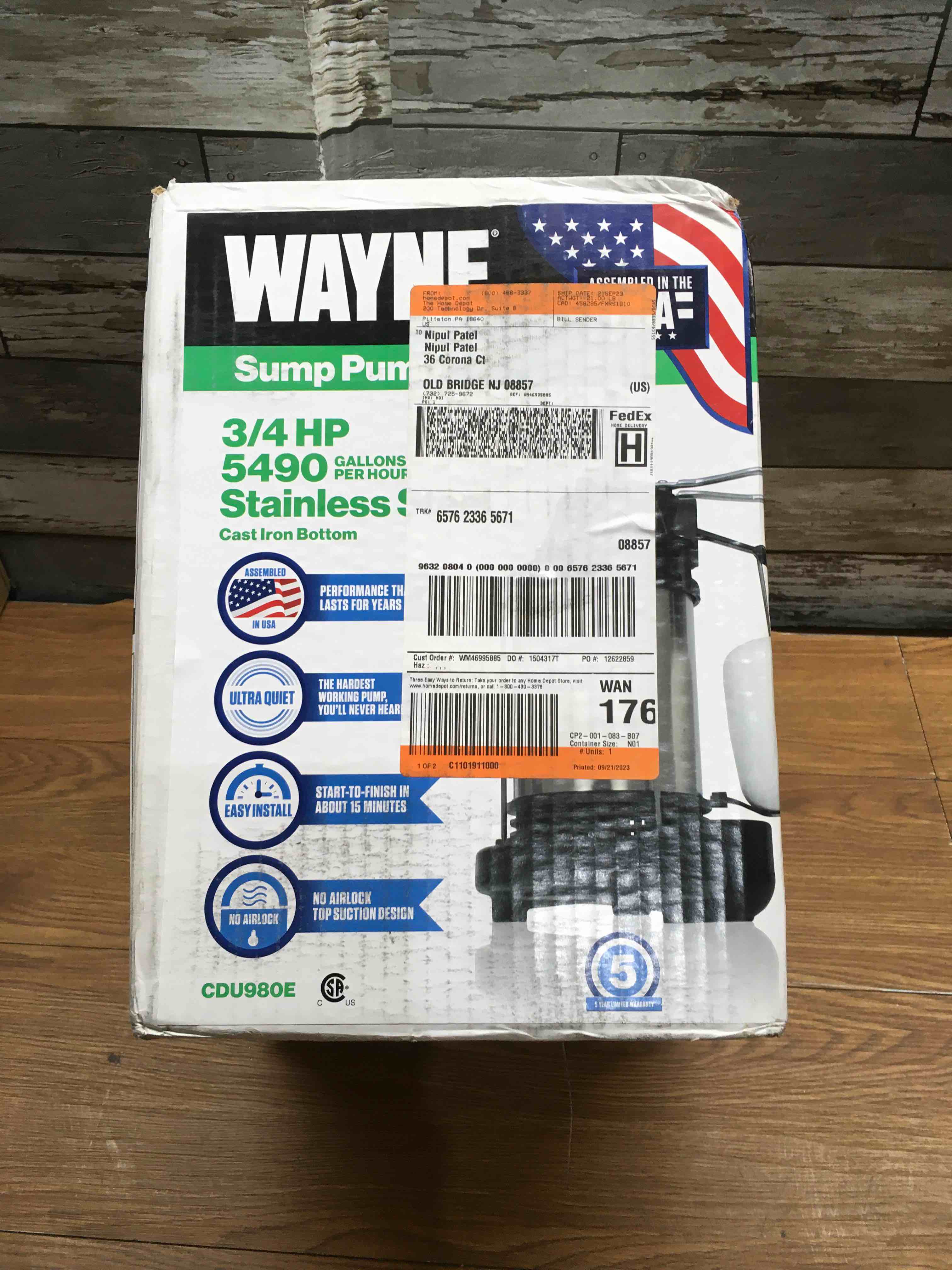 Wayne Pumps CDU980E 0. 75 HP Cast Iron Sump Pump