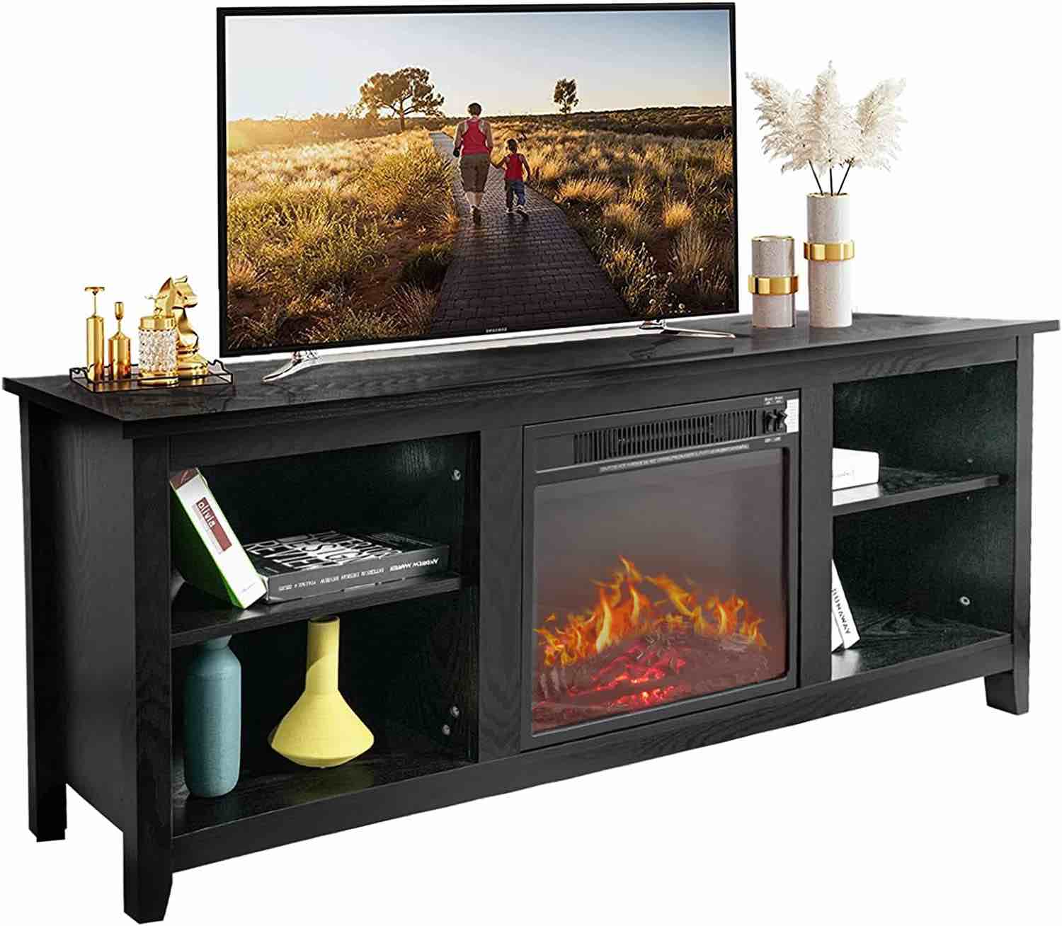 Farmhouse TV Stand for 60+ Inch TV, Modern Rustic Entertainment Center ...