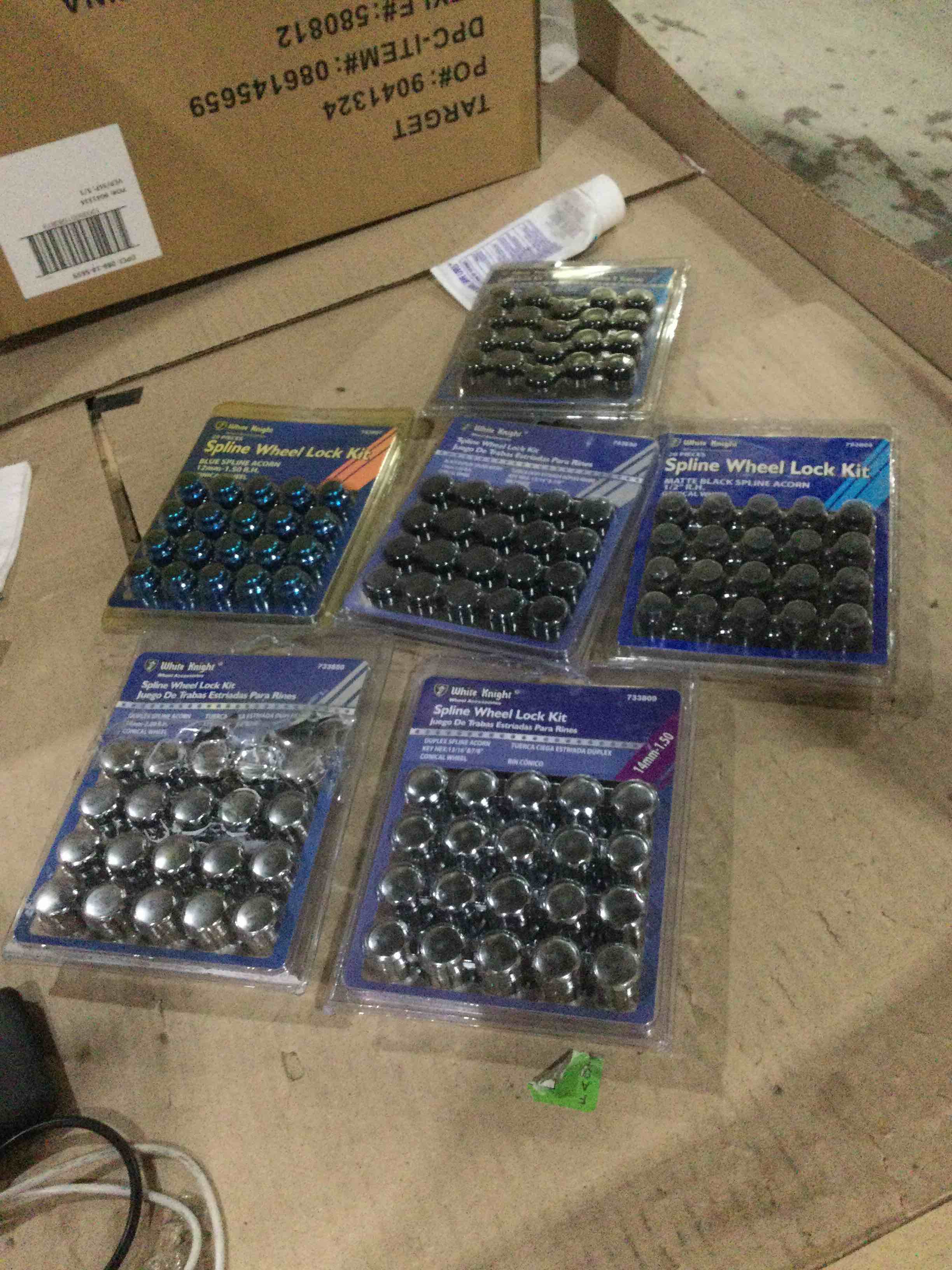 Bundle Lot, Assorted White Knight Spline Wheel Lock Kits