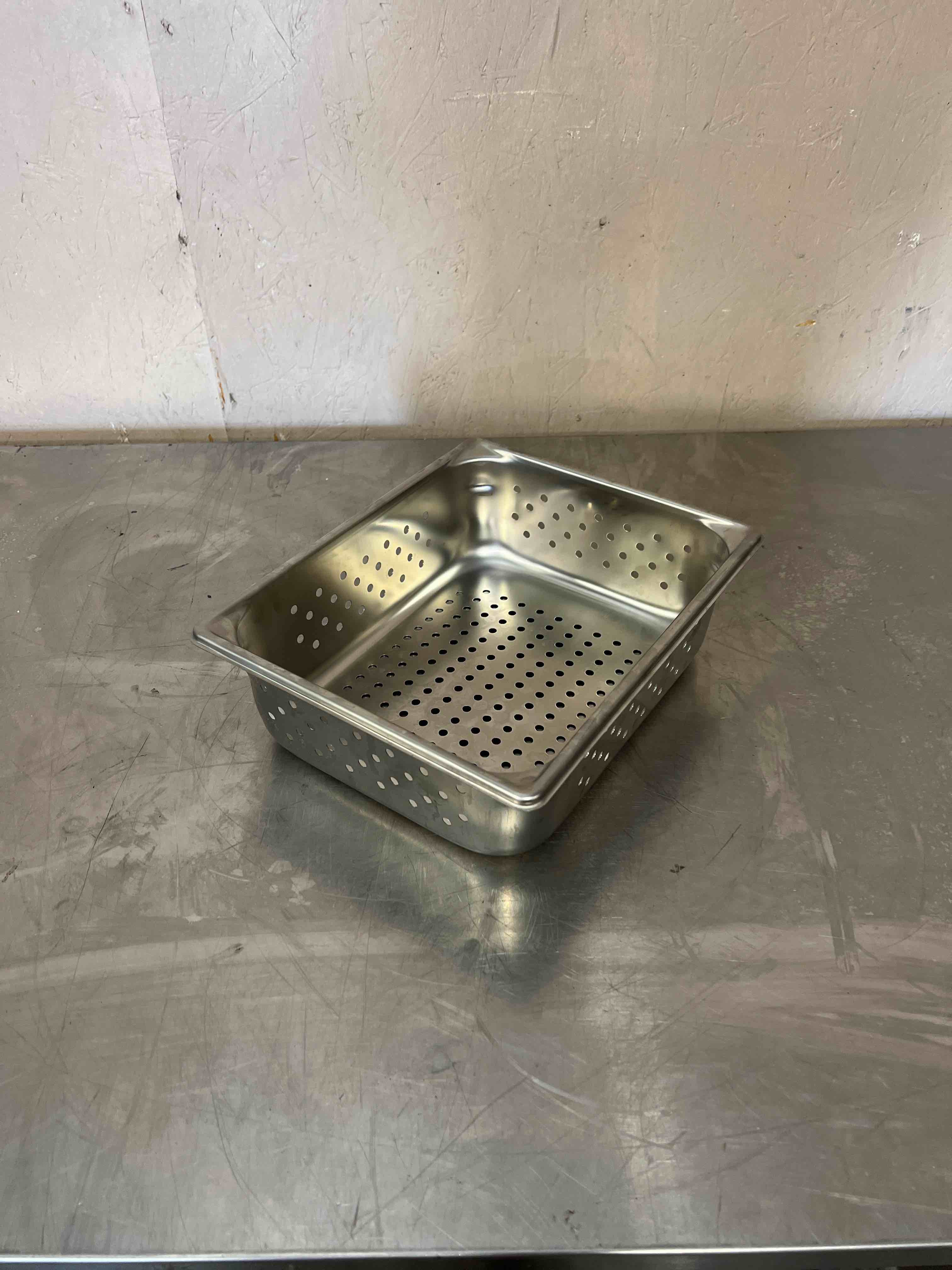 HALF SIZE FOUR INCH DEEP PERFORATED STAINLESS STEEL INSERT PAN