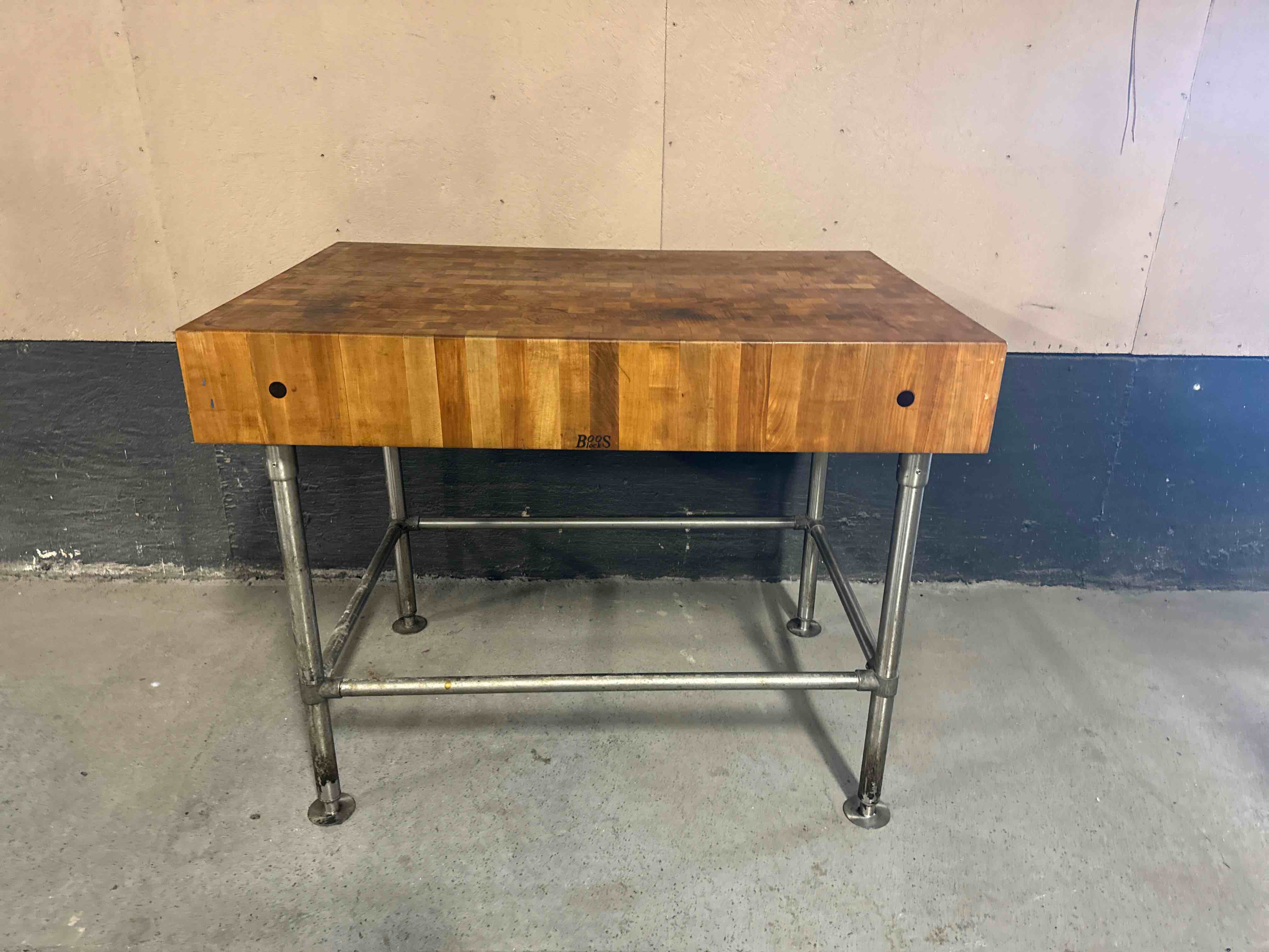 JOHN BOOS HEAVY DUTY BUTCHER BLOCK TABLE WITH 7 INCH THICK TOP