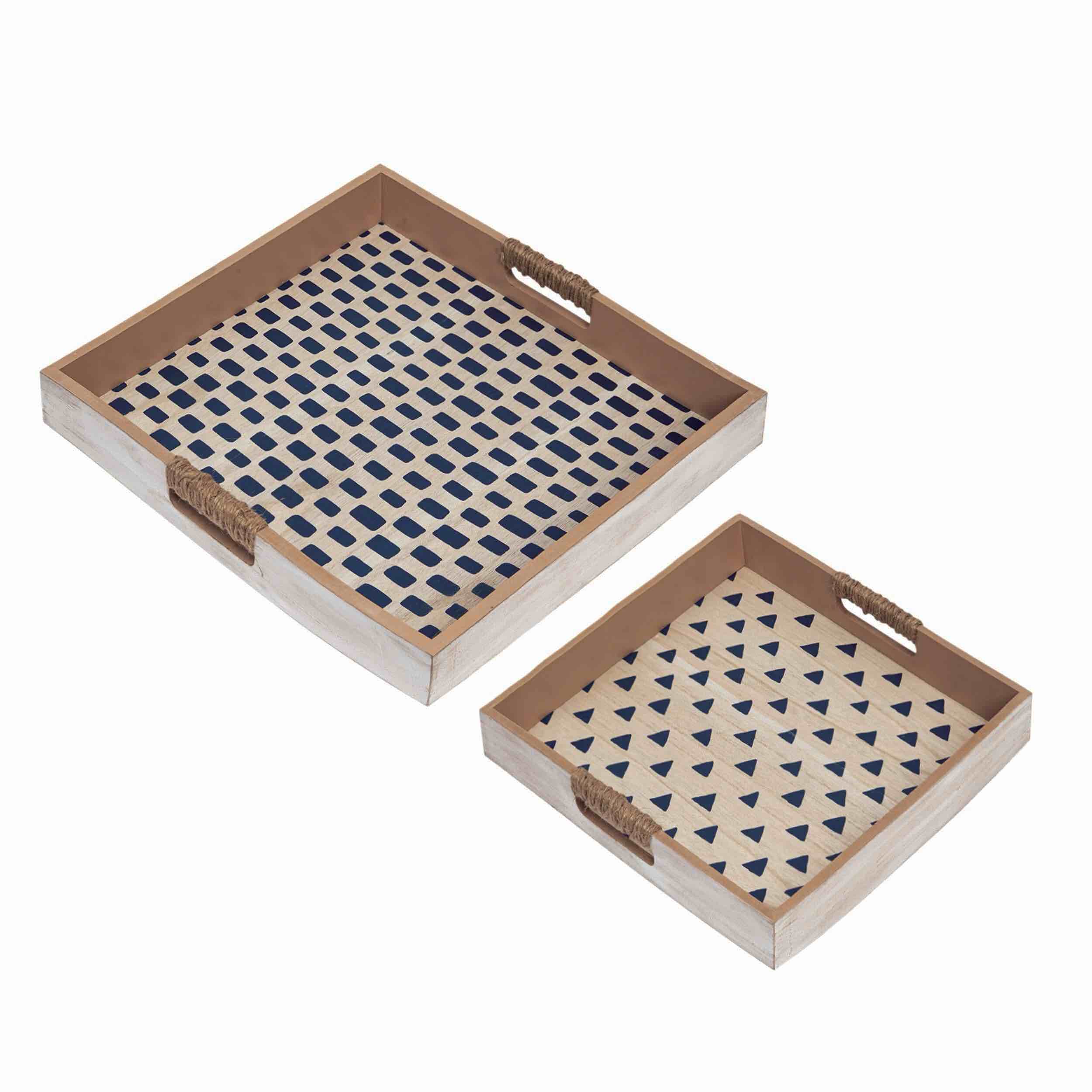 Latitude Run® Wood 18" Multi Spring Nested Serving Trays With Jute ...