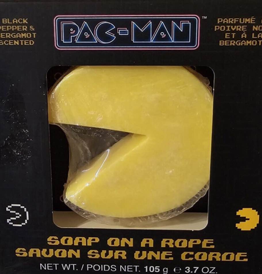 Pac-Man soap on a rope