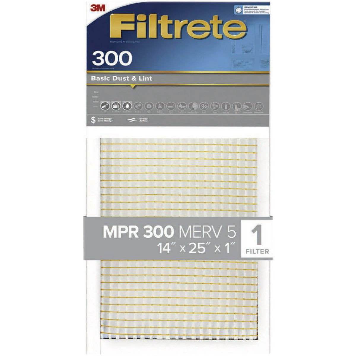 Filtrete 14 In. x 25 In. x 1 In. 300 MPR Basic Dust & Lint Furnace ...