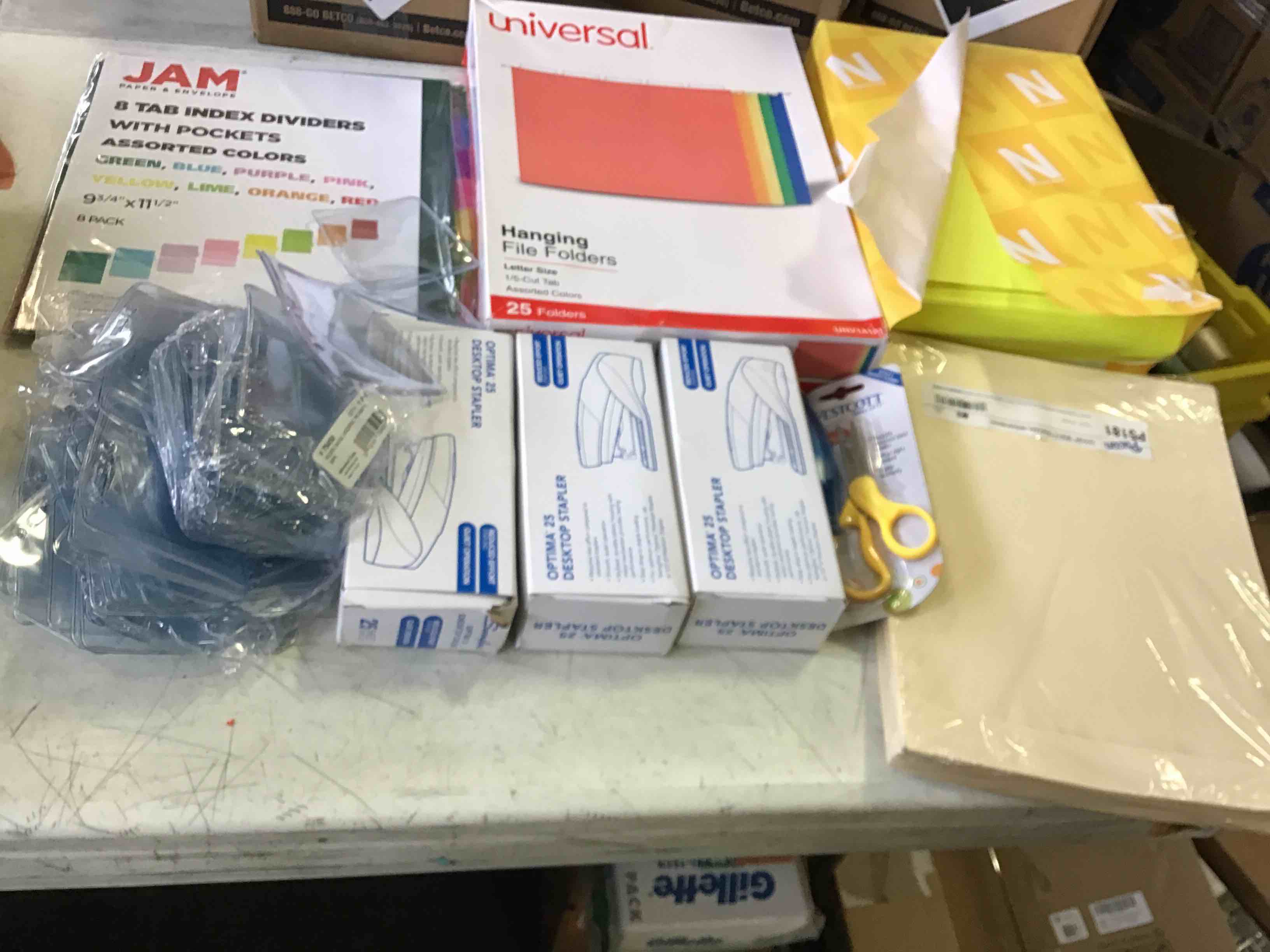 Assorted Office supplies including folders, staplers, paper and much more
