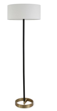 Estella Two-Tone Floor Lamp with Fabric Shade in Matte Black/Brass/White