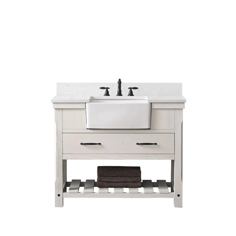 Horwich 42'' Free Standing Single Bathroom Vanity with Engineered Stone ...