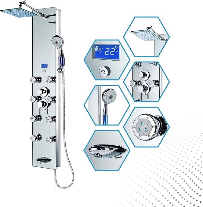 Blue Ocean 52"" Aluminum Shower Panel With Shower Head (SPA392M)
