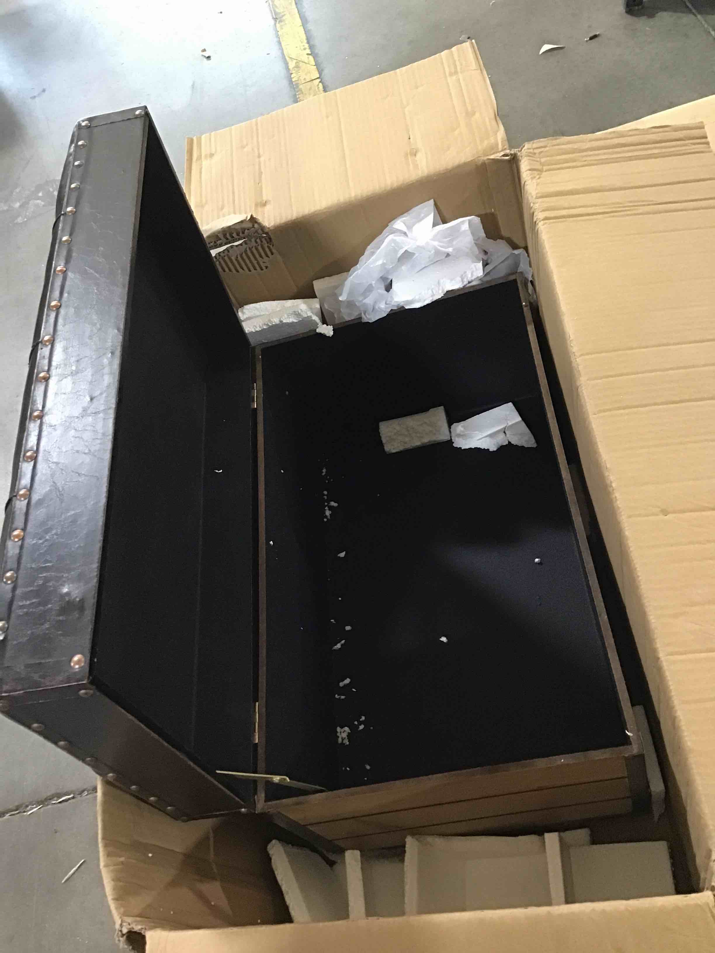 Chest storage ottoman Brown leather top