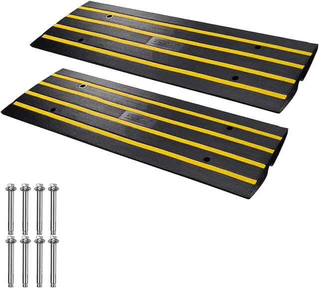VEVOR Curb Ramp, 2 Pack Rubber Driveway Ramps, Heavy Duty 32000 lbs ...