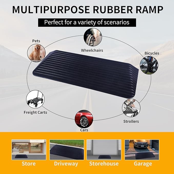 BESEA 2" Rise Rubber Threshold Ramp Wheelchair Ramp for Home Doorways 3 ...
