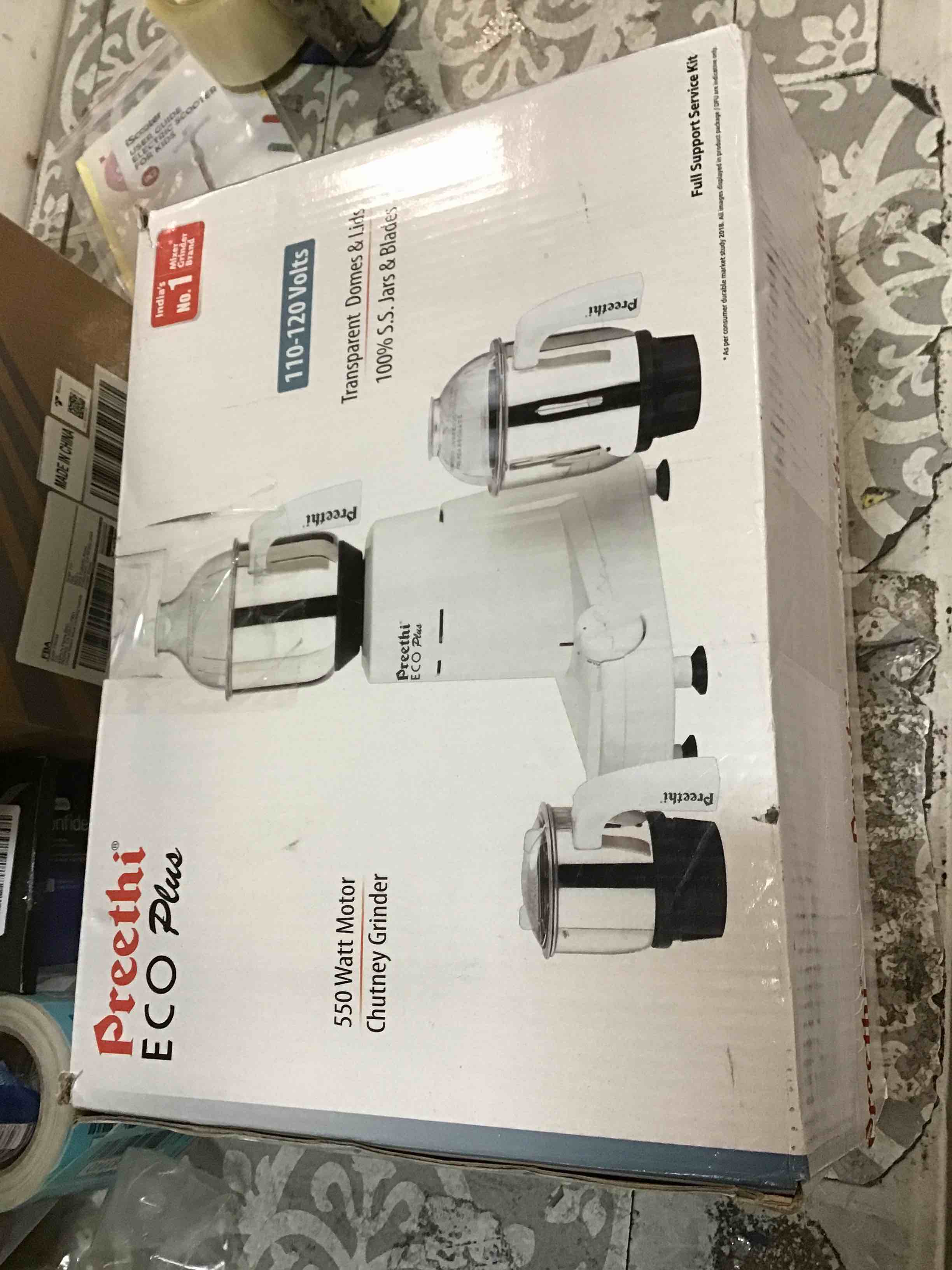 Preethi Eco Plus Mixer Grinder 110-Volt for use in USA/Canada, white, 3-jar