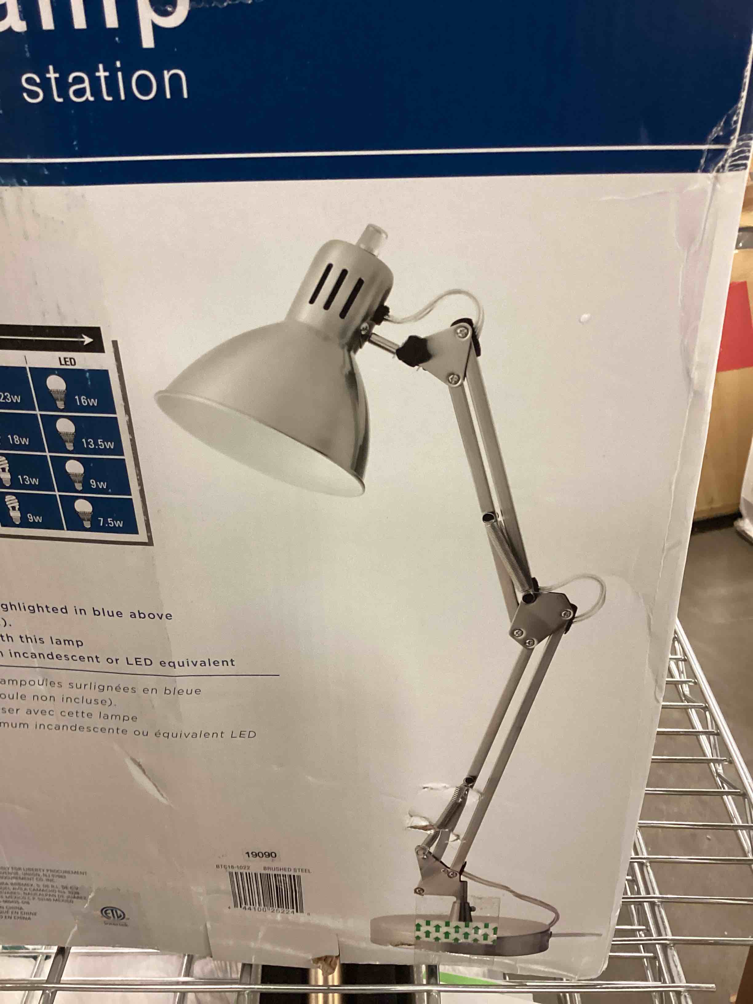 Intertek Architect Adjustable Brushed Steel Desk Lamp With Ac Outlet ...