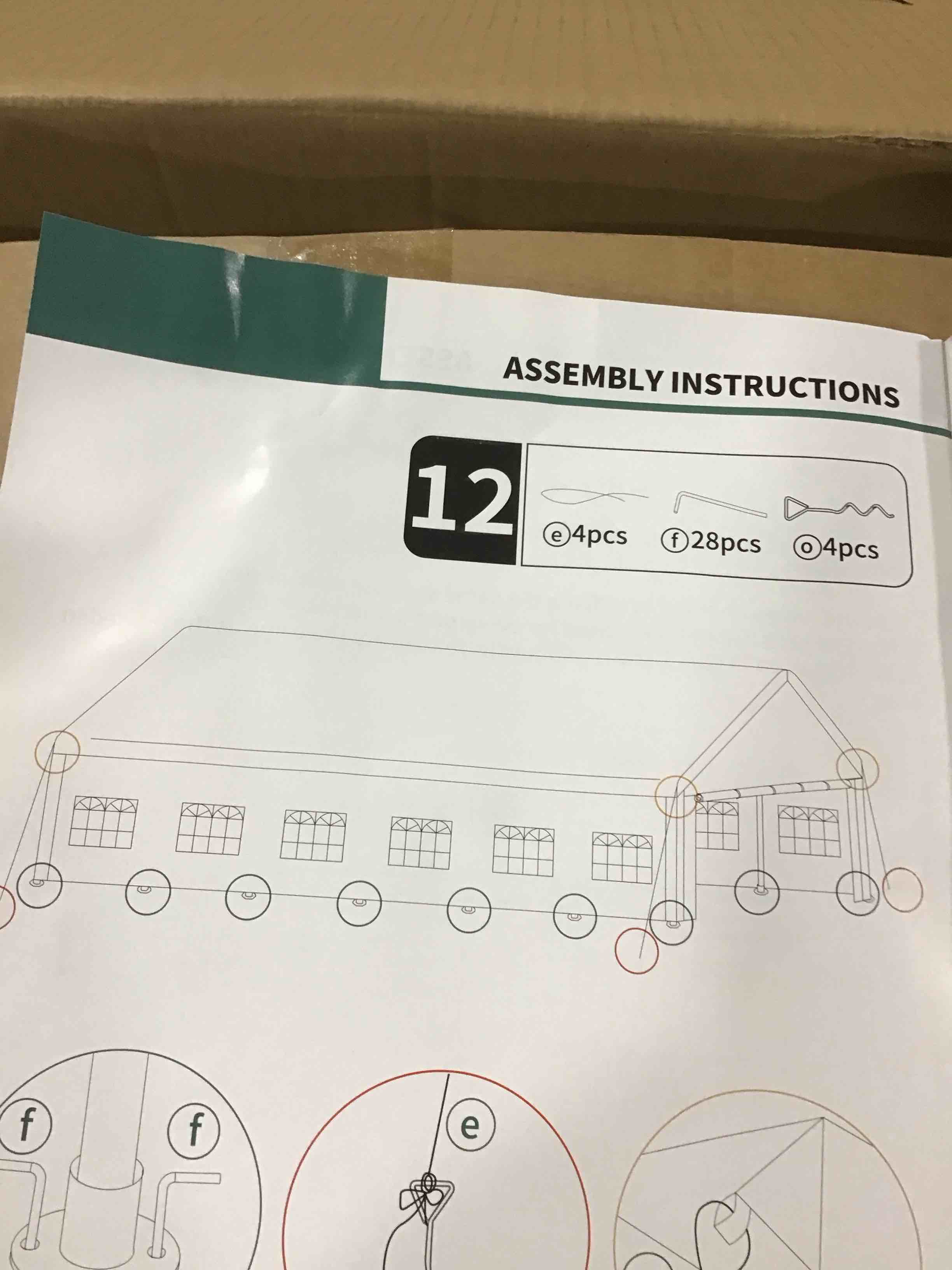 FTPLCG-2232 White Party Tent (incomplete carton 3/4)