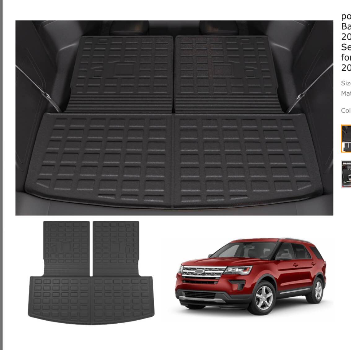 powoq Trunk Mat with Backrest Mat Compatible with 2020-2023 Ford ...