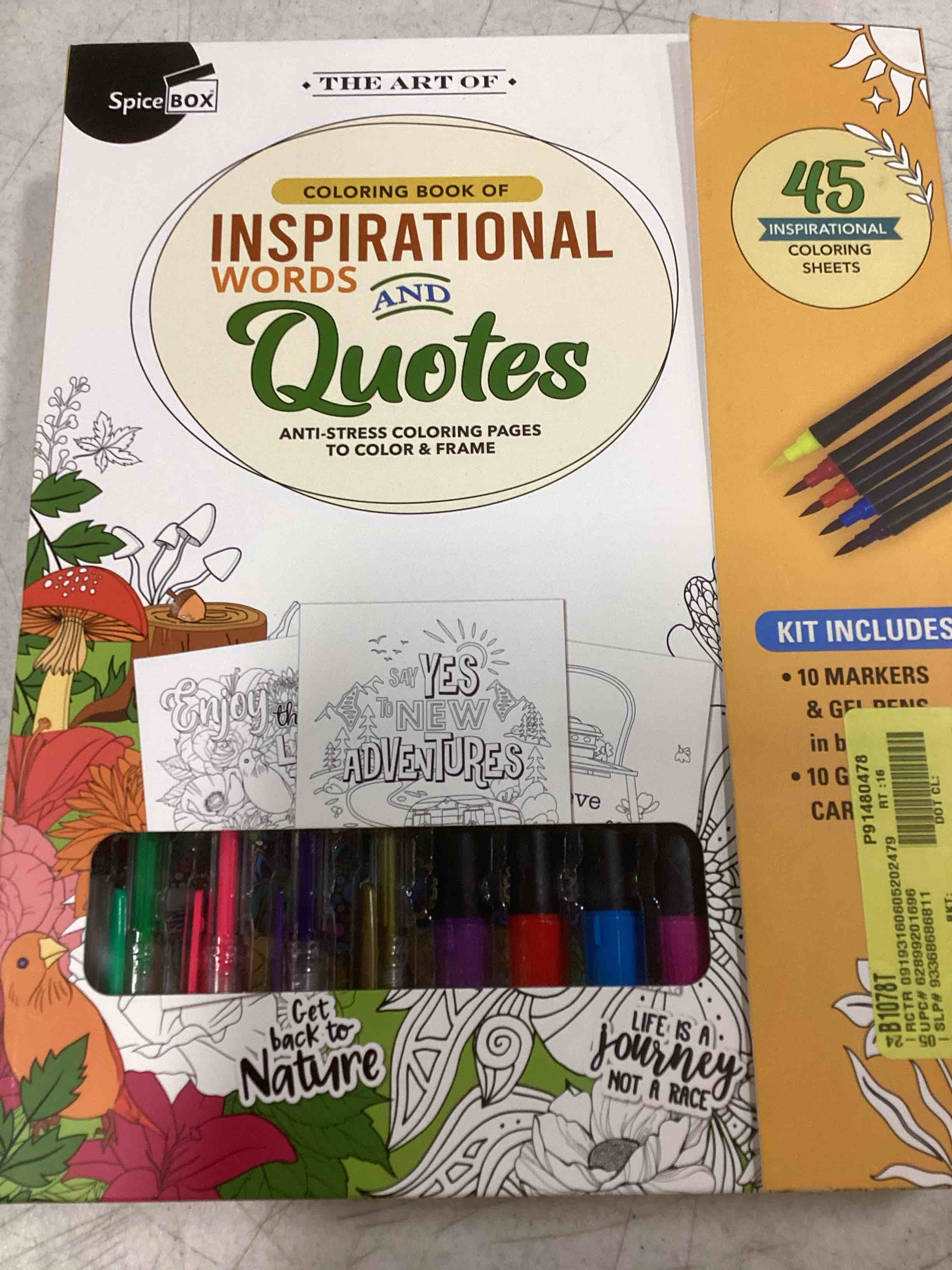 SpiceBox Adult Coloring Book Set Inspirational Quotes, Calming Relaxing ...