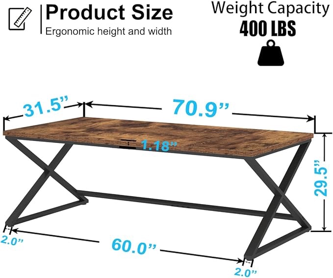 IBF 70.8" Rustic Computer Desk, Extra Long Wood Office Desk for Home ...