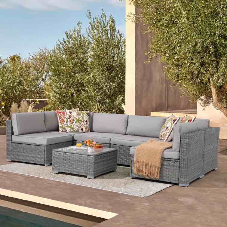 Azlyn 6 - Person Outdoor Seating Group with Cushions. ( incomplete box ...