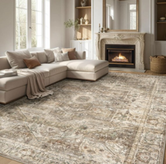 BERTHMEER 9'x12' Large Brown Area Rugs for Living Room Bedroom Vintage ...