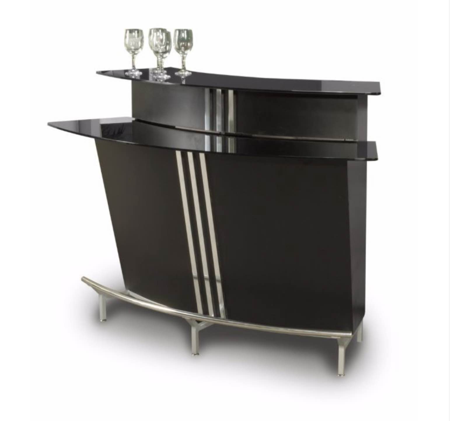 Chintaly Broadway Glass Table Top Bar in Black/Silver (incomplete foot rest only)