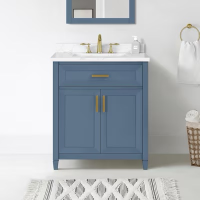 allen + roth Lancashire 30-in Chambray Blue Undermount Single Sink ...